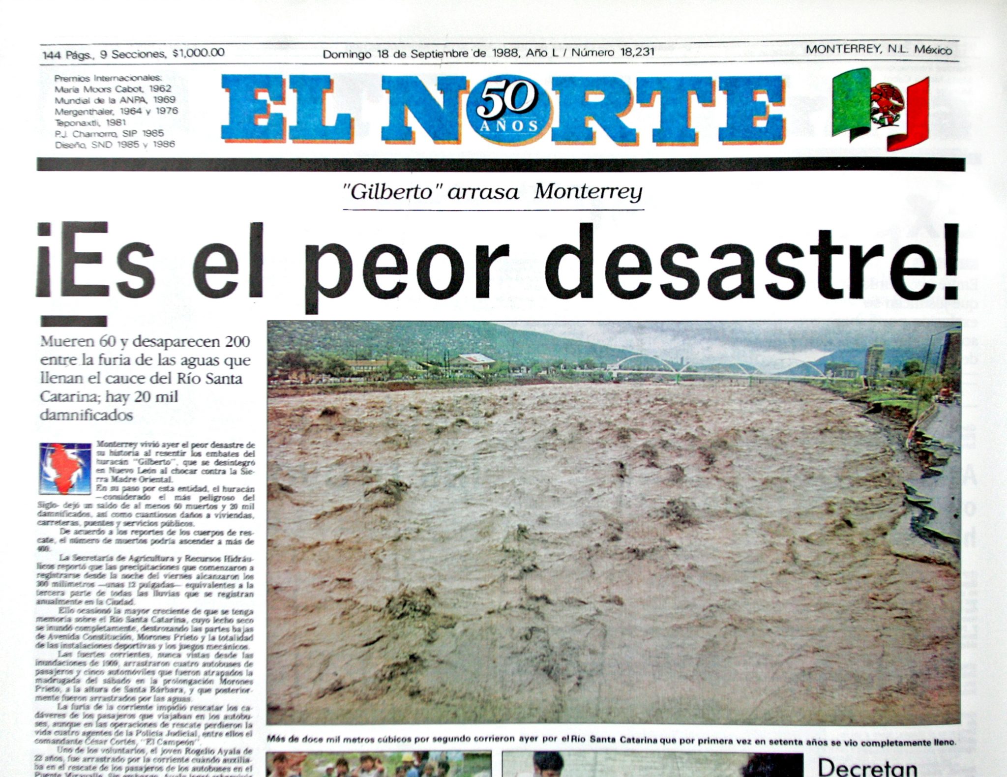 A 35 años del Huracán Gilberto; el peor desastre de NL